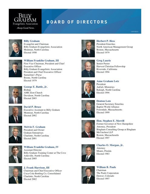 Board of Directors - Billy Graham Evangelistic Association
