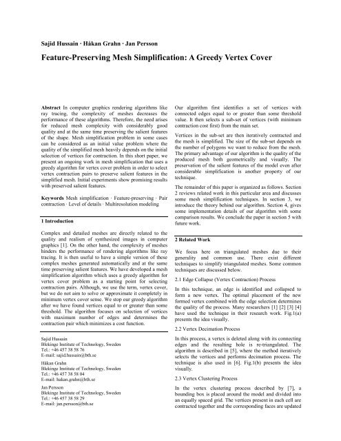 Feature Preserving Mesh Simplification A Greedy Vertex Cover