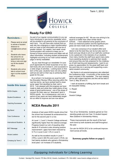 Term 1 - Howick College