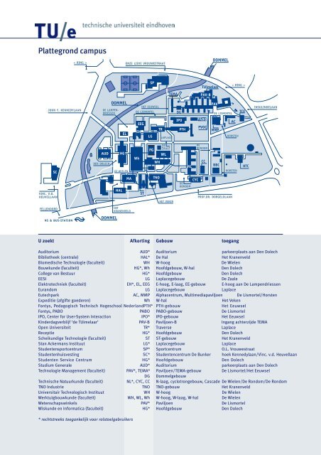 Plattegrond campus - Technische Universiteit Eindhoven