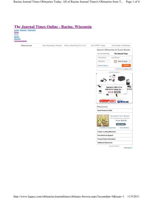 The Journal Times Online - Racine, Wisconsin