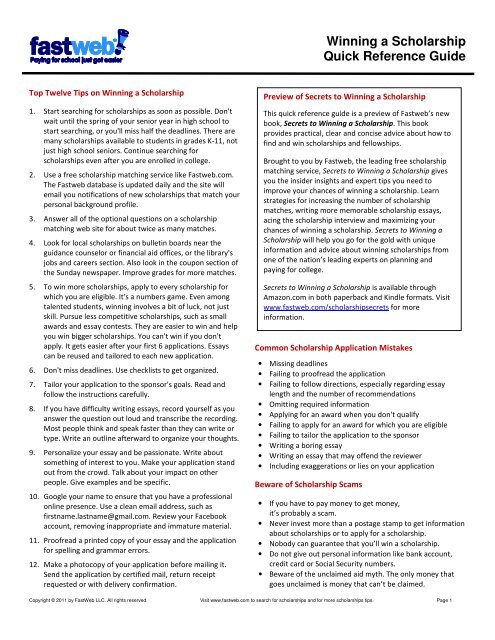 Top 12 Tips on Winning a Scholarship - Fastweb
