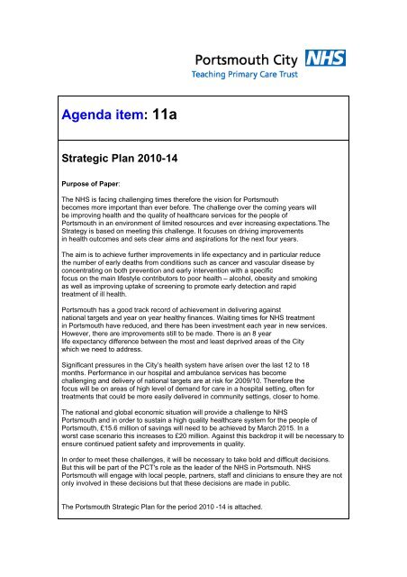 Strategic Plan 2010-14 - NHS Portsmouth