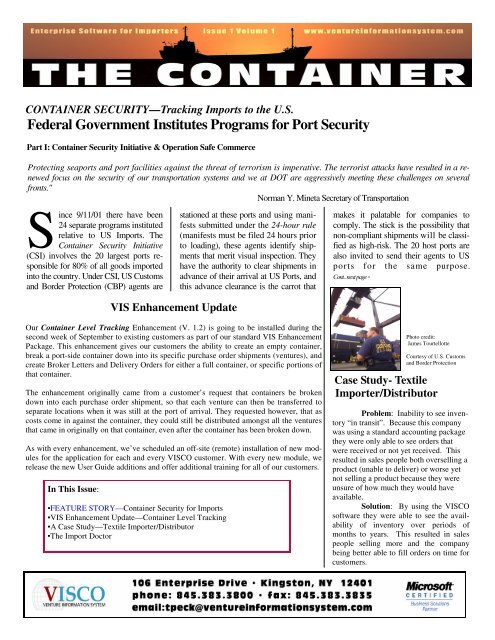 container newsletter (Read-Only) - Visco Software
