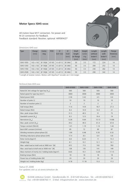 Motor Specs ISH5-xxxx - isimotion.de