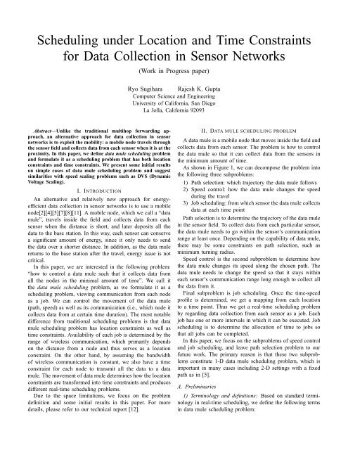 Scheduling under Location and Time Constraints for Data Collection ...