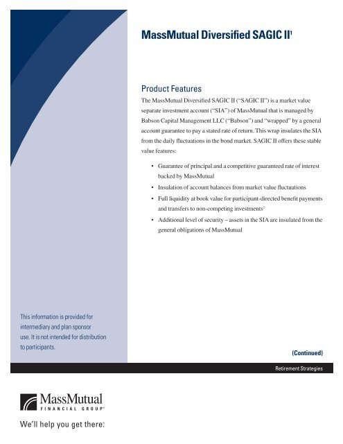 MassMutual Diversified SAGIC II1 - Retirement Services