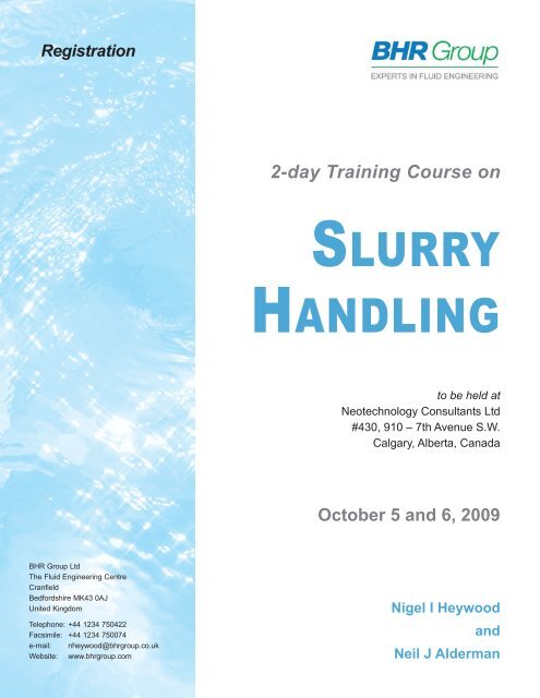 Slurry Handling Calgary Oct 09:Call for papers master ... - BHR Group