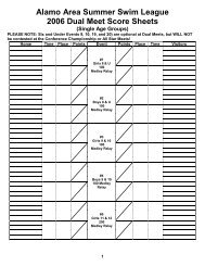 Dual Meet Score Sheets - Toledo YMCA Swimming