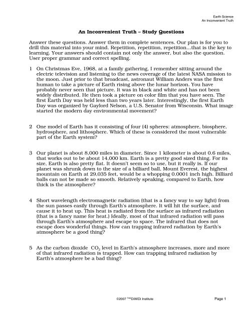 Inconvenient Truth Carbon In Atmosphere