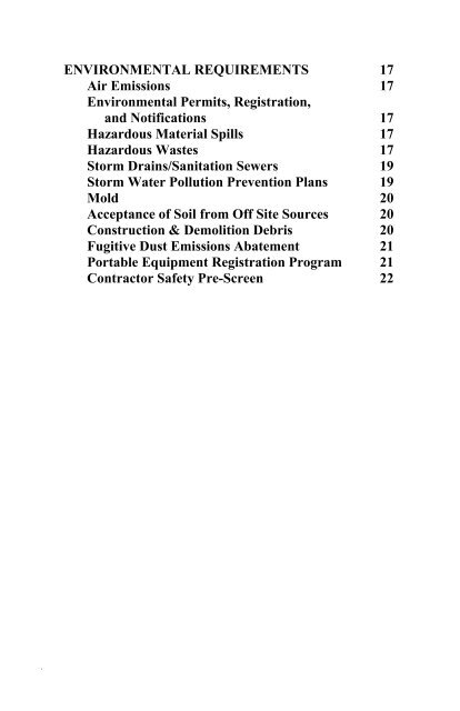 ENVIRONMENTAL REQUIREMENT