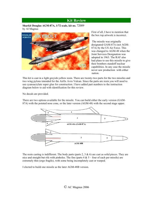 Douglas Skybolt - 1/72 scale Rockets, Missiles, Drones and RPVs