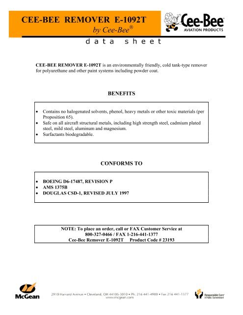 CEE-BEE REMOVER E-1092T - McGean