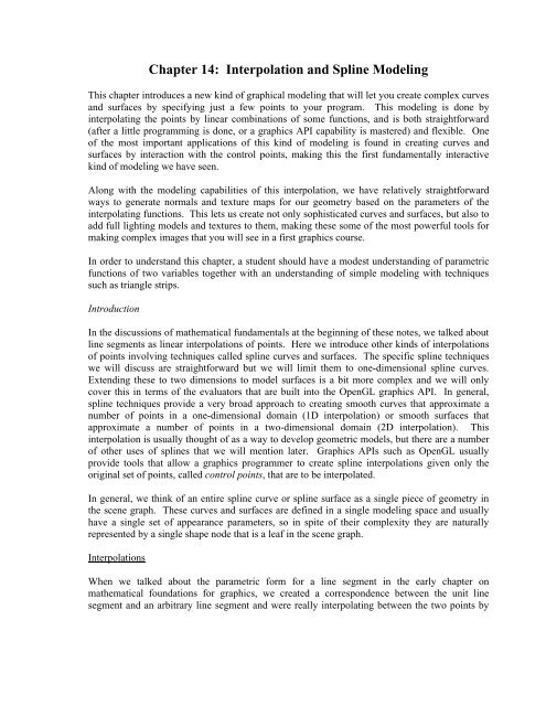 Chapter 14: Interpolation and Spline Modeling