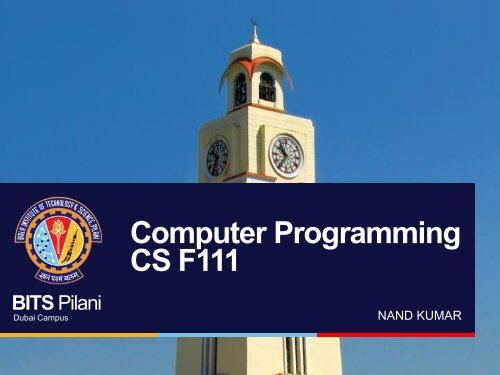 Basic of Computer Programming - BITS Pilani
