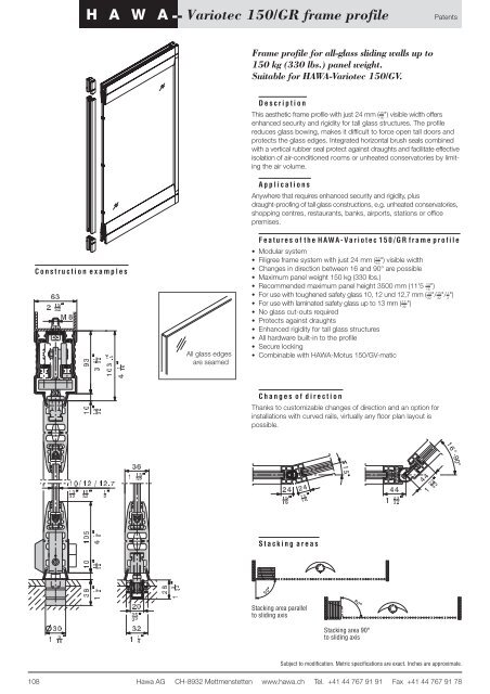 HAWA Variotec 150/GR frame profile