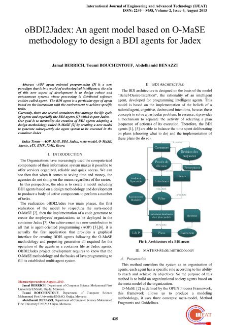 An agent model based on O-MaSE methodology to design a BDI ...