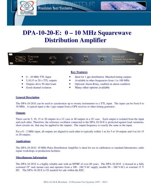 DPA-10-20-E - Precision Test Systems Limited