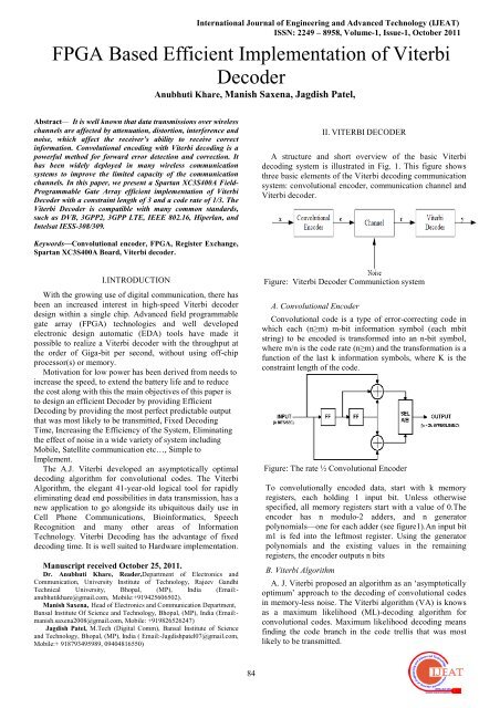 Fpga Based Efficient Implementation Of Viterbi Decoder