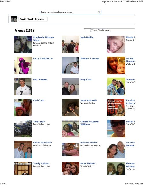 David Stout Friends List - A Voice for Men