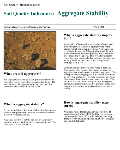 Aggregate Stability - NRCS Soils - US Department of Agriculture
