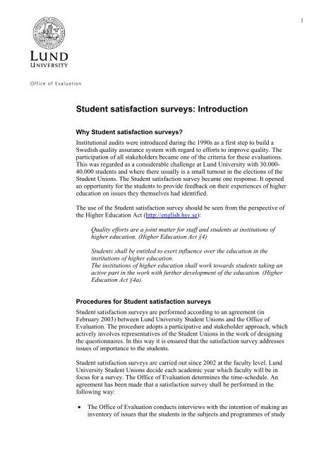 Student satisfaction surveys: Introduction