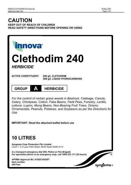 Clethodim 240 HERBICIDE - Syngenta