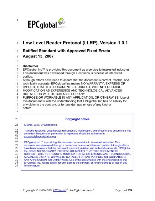 LLRP specification - GS1