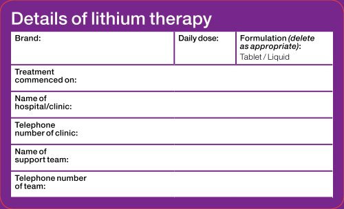 Details of lithium therap
