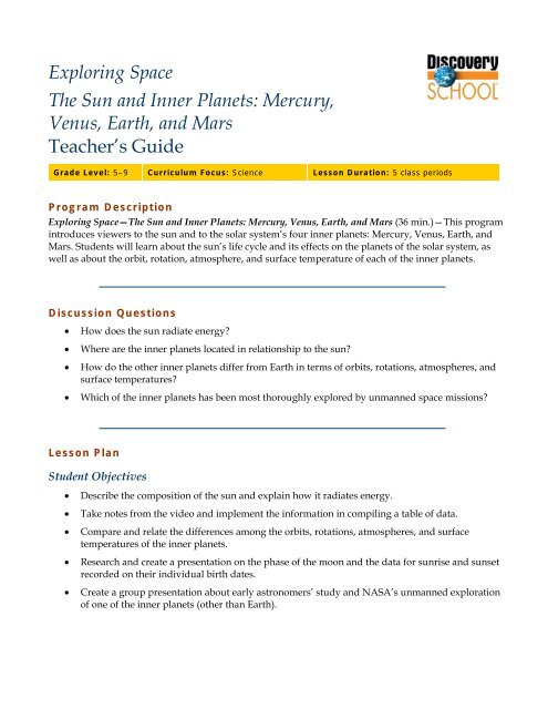 The Inner Planets Lesson
