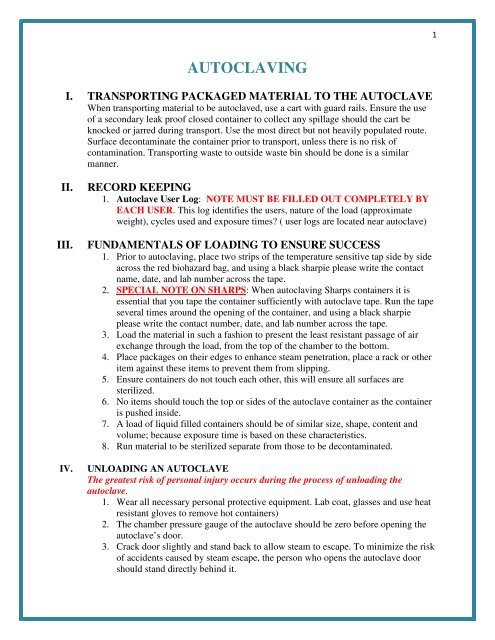 Autoclaves Do's and Don'ts