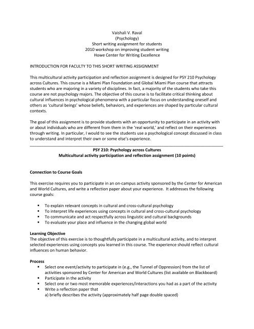 Vaishali V. Raval - Howe Writing Center