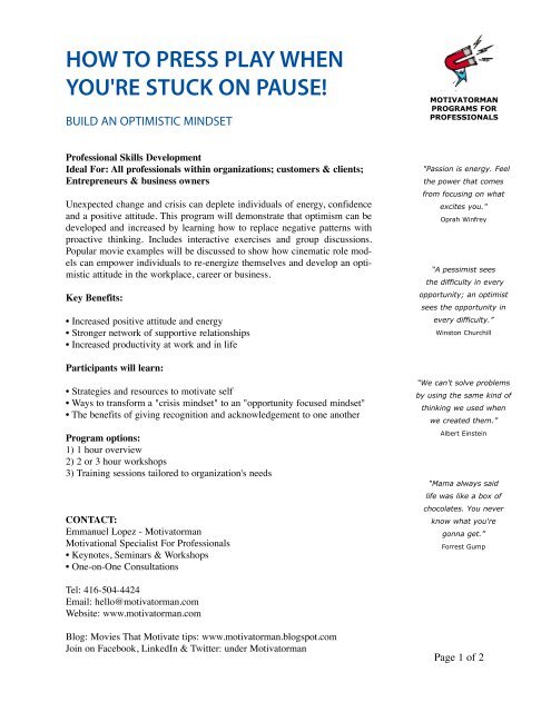 HOW TO PRESS PLAY WHEN YOU'RE STUCK ON PAUSE!