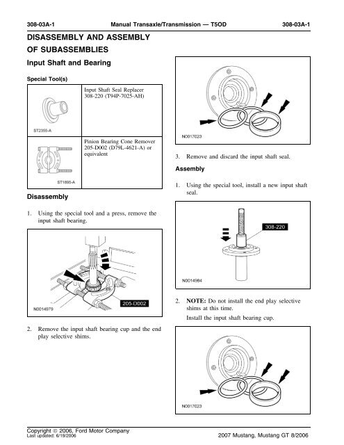 DISASSEMBLY AND ASSEMBLY OF SUBASSEMBLIES