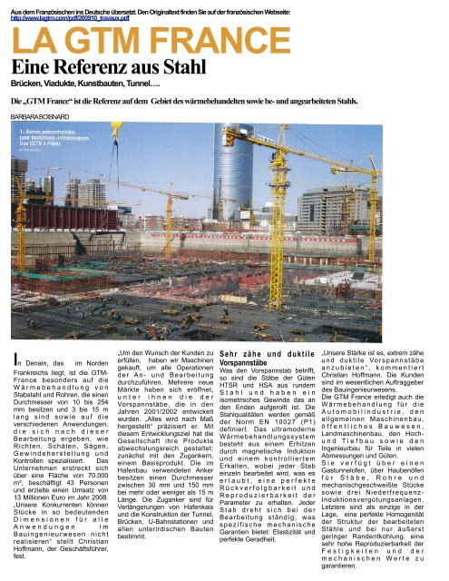 LA GTM FRANCE Eine Referenz aus Stahl