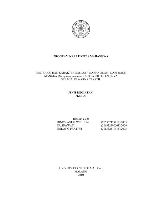 PDF: PKM-AI-10-UM-Rindy-Ekstraksi dan Karakterisasi PDF: PKM-AI-10-UM-Rindy-Ekstraksi dan Karakterisasi