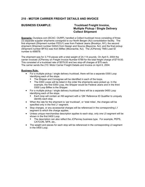 210 - motor carrier freight details and invoice - JCPenney