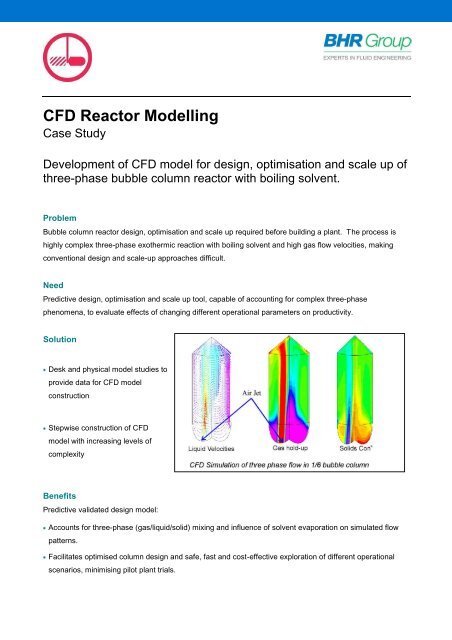 CFD of Column Reactor Case Study - BHR Group