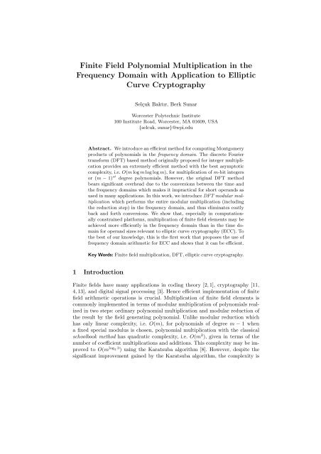 Finite Field Polynomial Multiplication in the Frequency Domain with ...