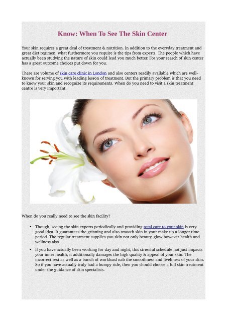 Know: When To See The Skin Center