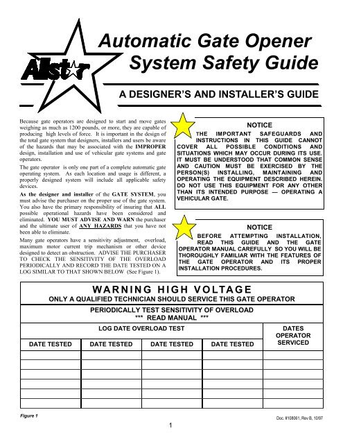 Automatic Gate Opener System Safety Guide - Gates