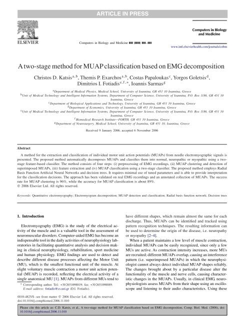 A two-stage method for MUAP classification based ... - ResearchGate