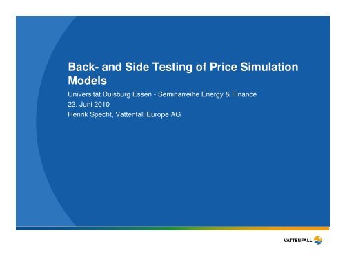 Backtesting Price Simulation models