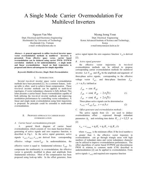 A Single Mode Carrier Overmodulation For Multilevel Inverters