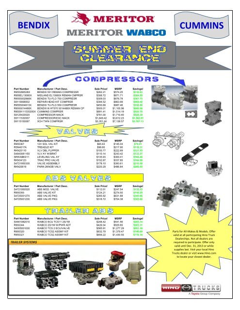 BENDIX CUMMINS - Hino Trucks