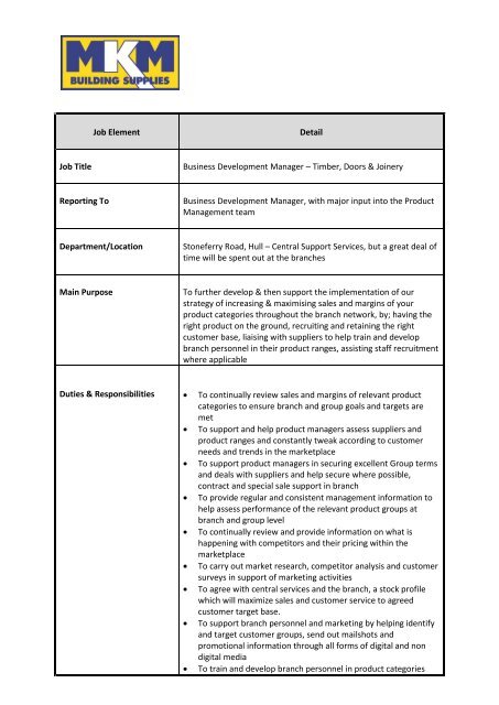 Job Description Example Manager