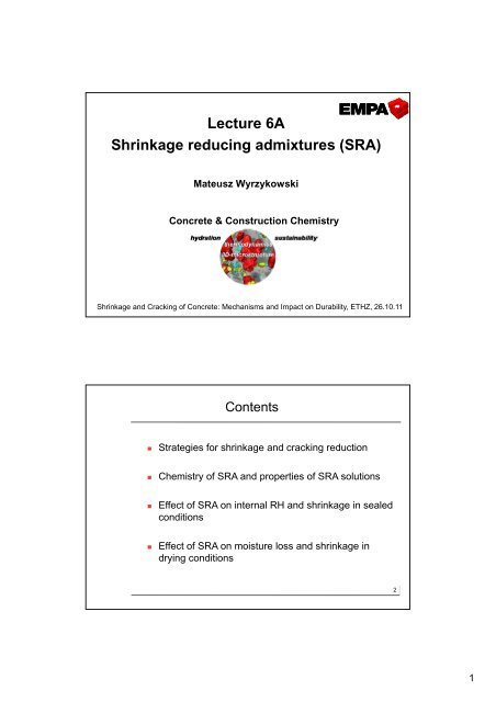 Lecture 6A Shrinkage reducing admixtures (SRA) - IfB