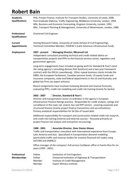 Robert Bain - RBconsult