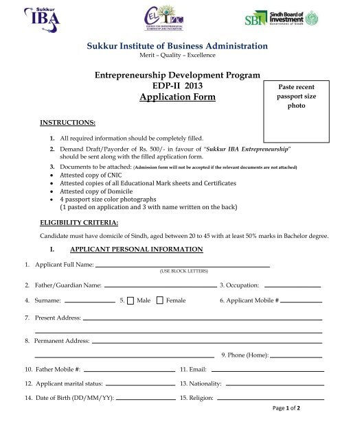 Application Form - Sukkur IBA