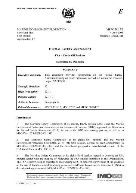 MEPC 58/17/2 - SAFEDOR